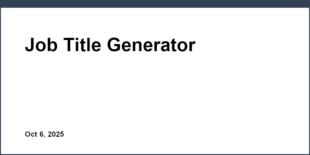 Job Title Generator - Skillfuel